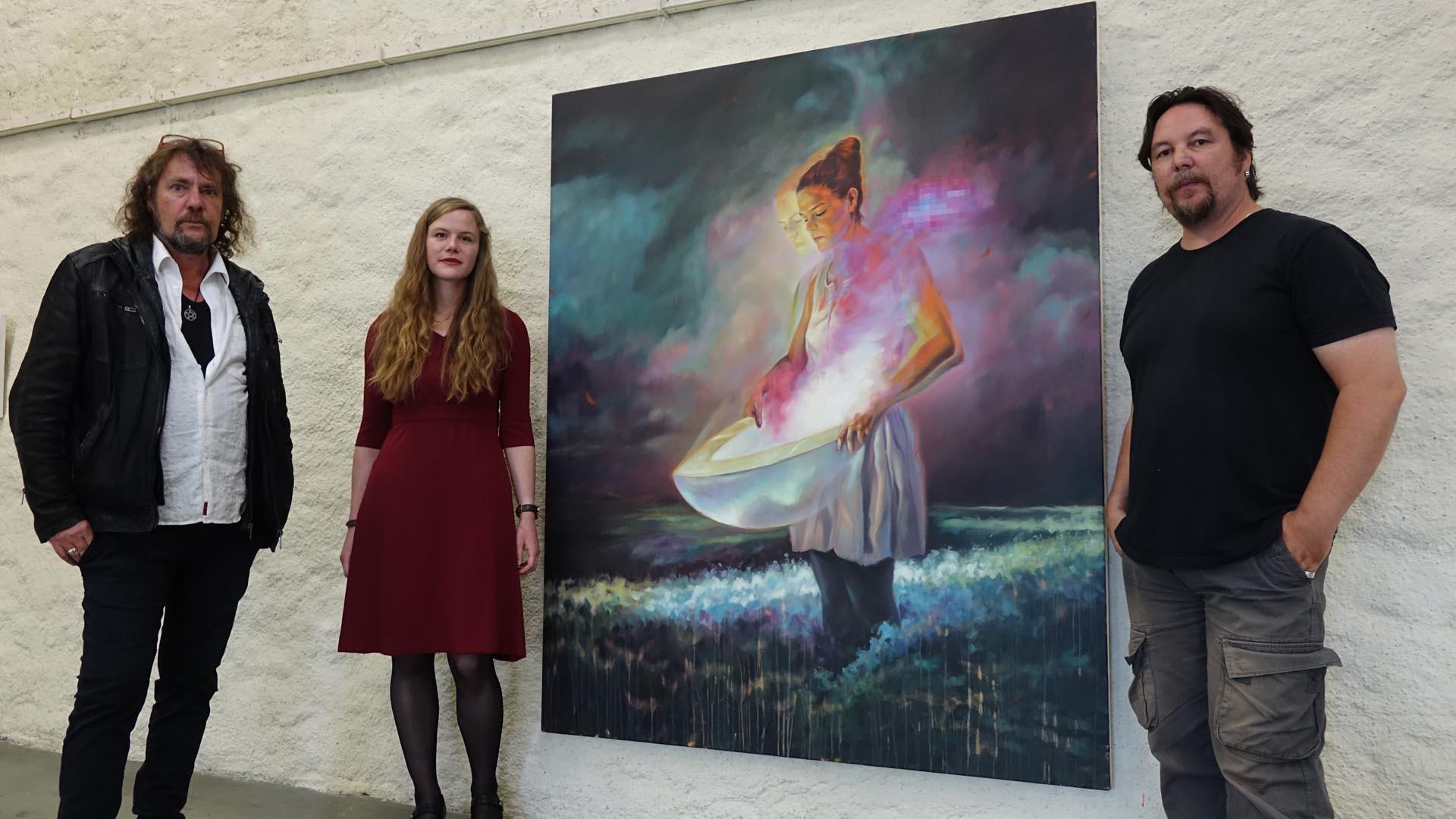 Der Musiker Simon La Bey, die Sängerin Isabelle Graf und der Maler ...