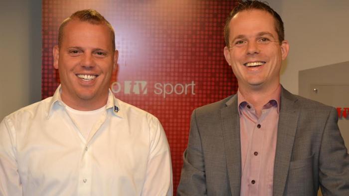 Jean-Pierre Allet vom FC Fiesch und Diego Treyer vom SV Ausserberg sind ...