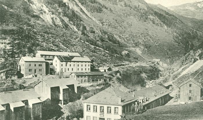 So präsentierte sich Goppenstein zurzeit des Lötschberg-Tunnelbaus von ...