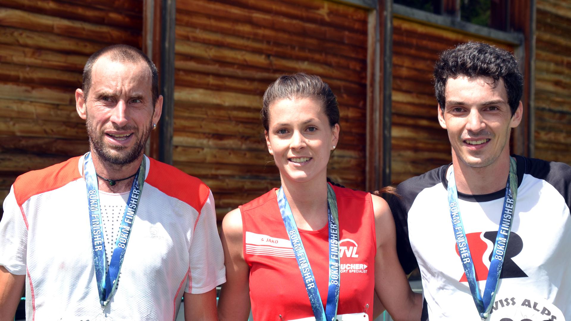 Die schnellsten Drei beim Swiss Alps Halbmarathon: Lucas Götz, Sabine ...