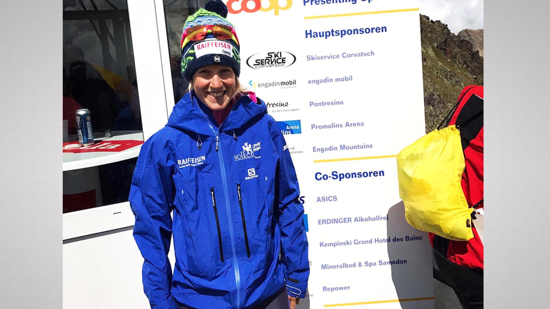 Victoria Kreuzer ist auf der Original-Abfahrtsstrecke der Ski ...