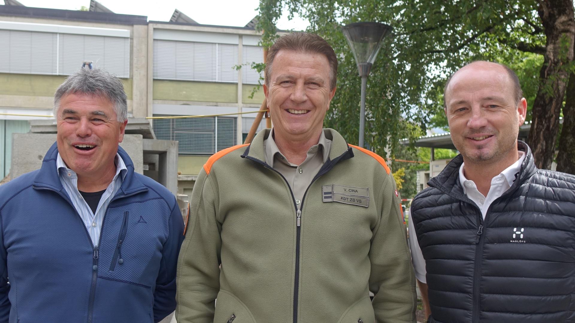 Valentin Cina, Chef Walliser Amt für Zivilschutz und die beiden ...