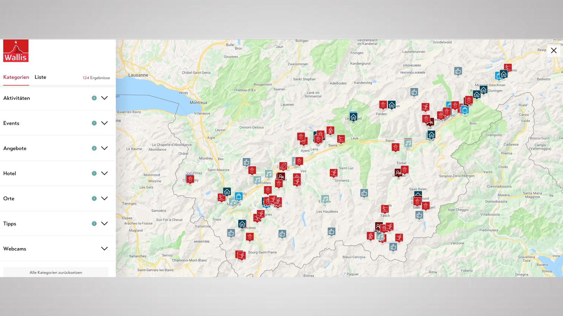 Eine neue interaktive Karte für das Wallis soll Gästen und ...