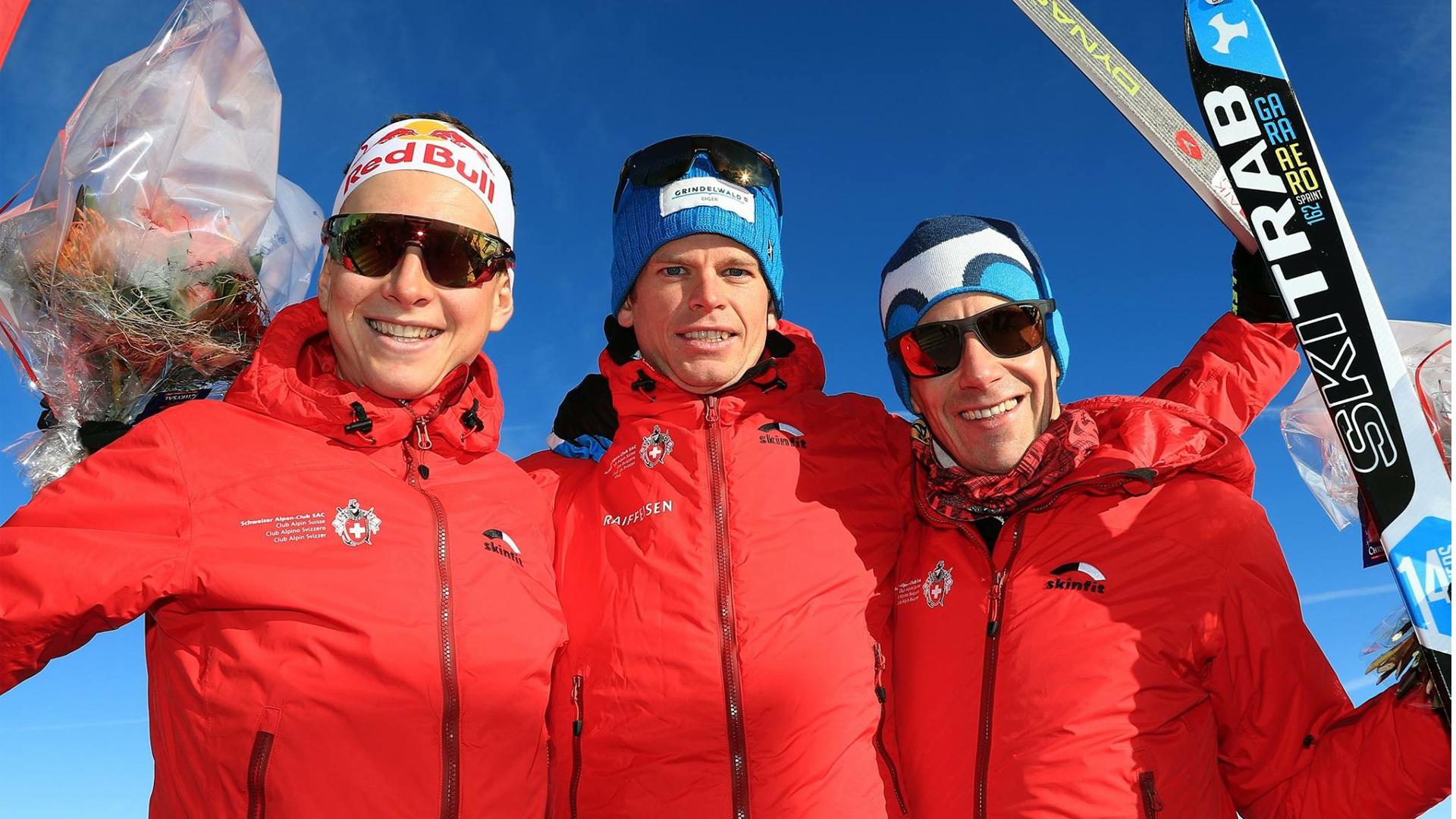 Das Siegertrio bei den Herren: Rémi Bonnet, Werner Marti und Martin ...