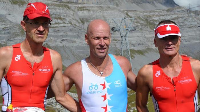 Die Oberwalliser Triathleten Daniel Imboden, Reinhard Dirren und Amadée ...